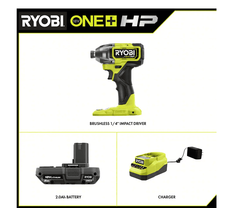 RYOBI PBLID01B-PSK005 ONE+ HP 18V Brushless Cordless 1/4 in. Impact ...