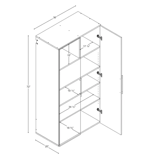 Prepac HangUps 36-in W x 72-in H Wood Composite White Wall-mount ...