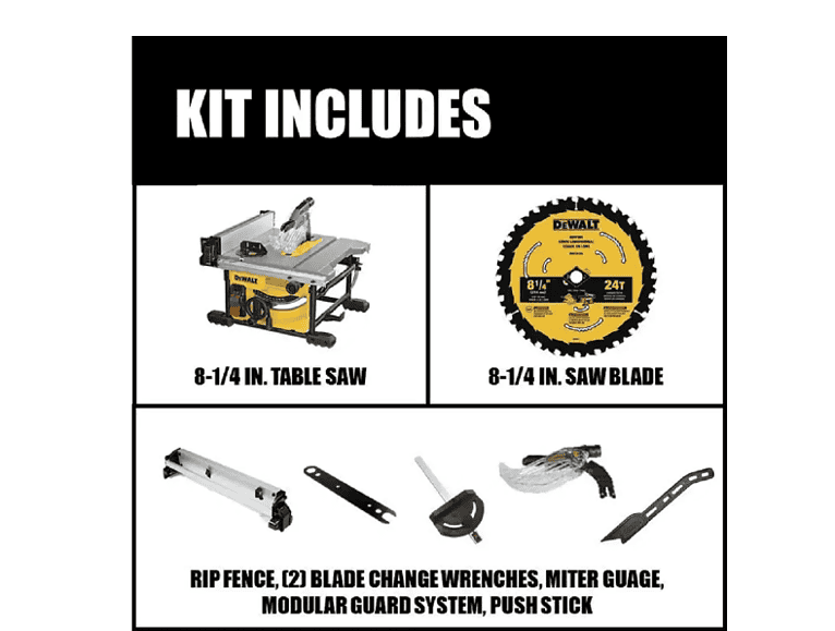 DEWALT Table Saw DWE7485 15 Amp Corded 8-1/4 in. Compact Portable ...