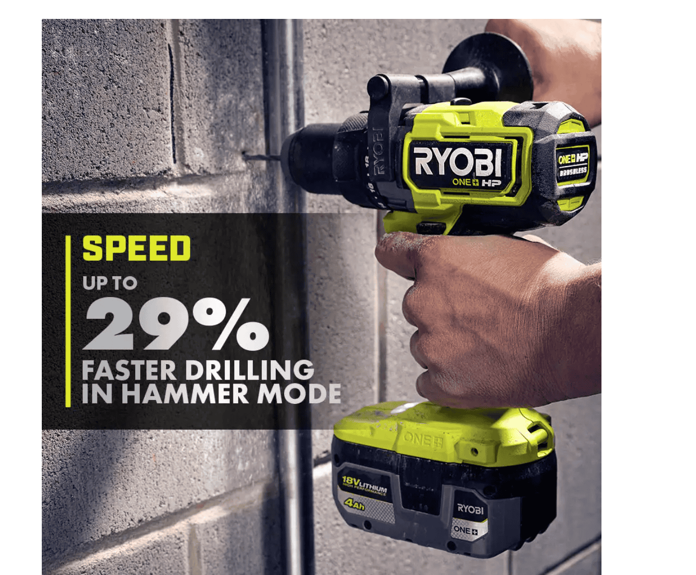 RYOBI PBLHM101K ONE+ HP 18V Brushless Cordless 1/2 in. Hammer Drill Kit ...