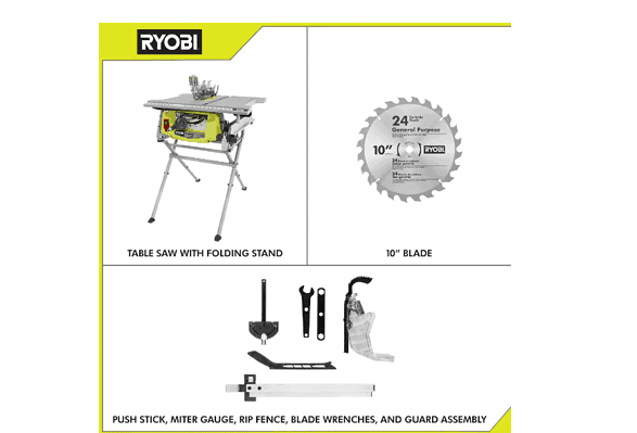 RYOBI Table Saw RTS12 15 Amp 10-in with Folding Stand - MartDiscover.com