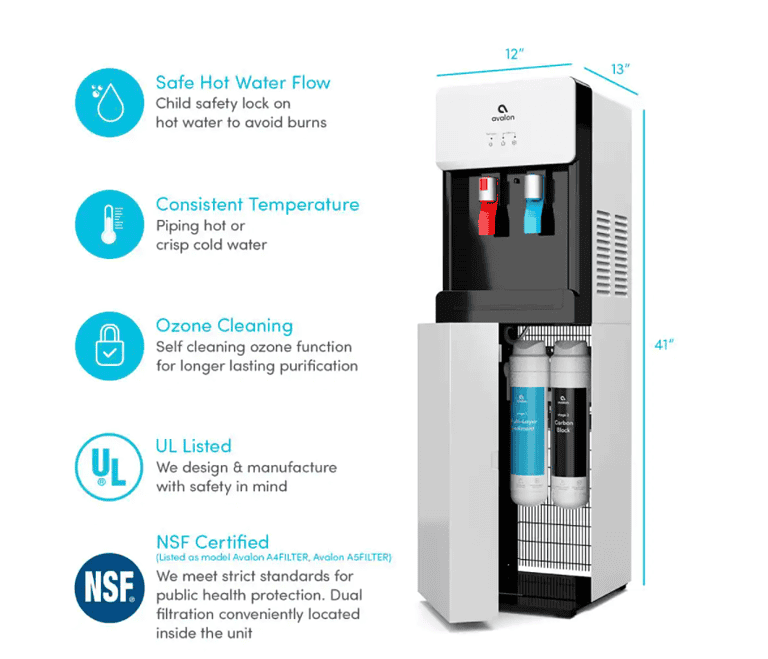 Avalon Self-Cleaning Touchless Bottle-Less Water Cooler Dispenser with ...