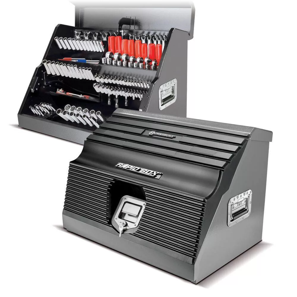 Powerbuilt 240111 26 in. Rapid Box Portable Slant Front Tool Box - Gray ...
