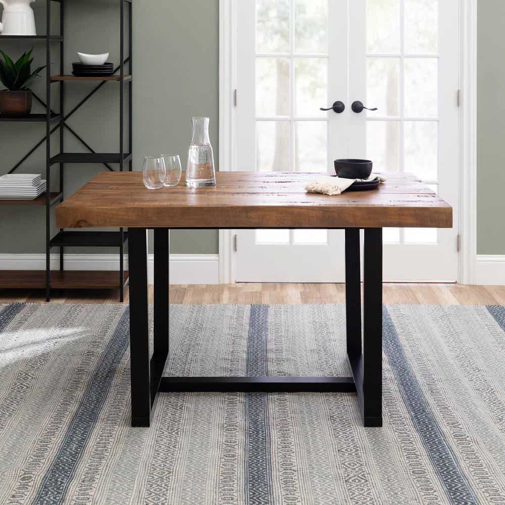 Welwick Designs 52 in. Reclaimed Barnwood Distressed Solid Wood Dining ...