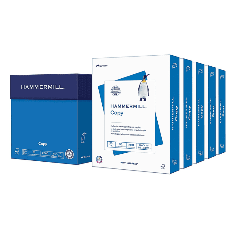 Hammermill Printer Paper, 20 lb Copy Paper, 8.5 x 11 - 5 Ream (2,500 ...