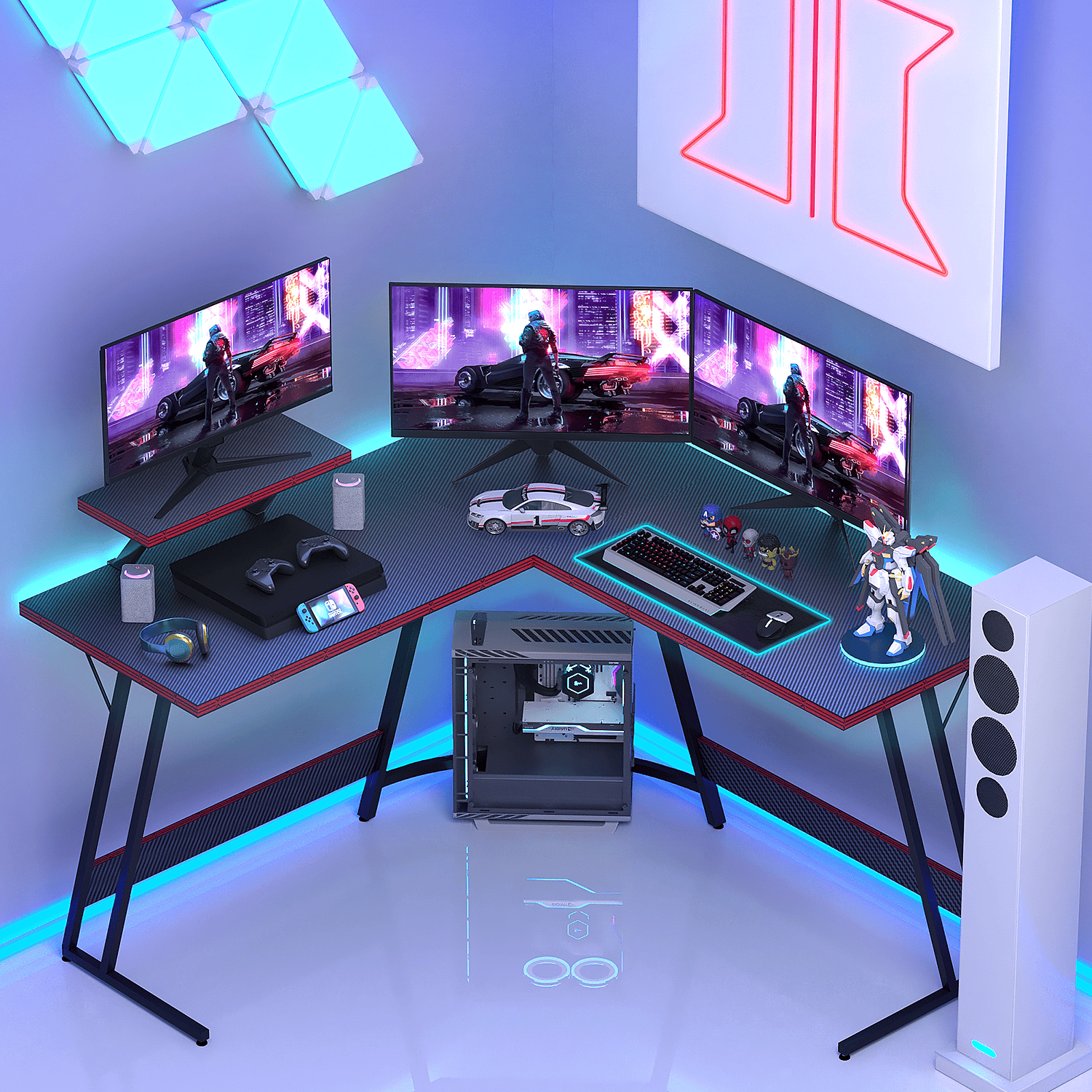 Vineego 51 Inch L-Shaped Gaming Desk Computer Corner Desk PC Gaming ...