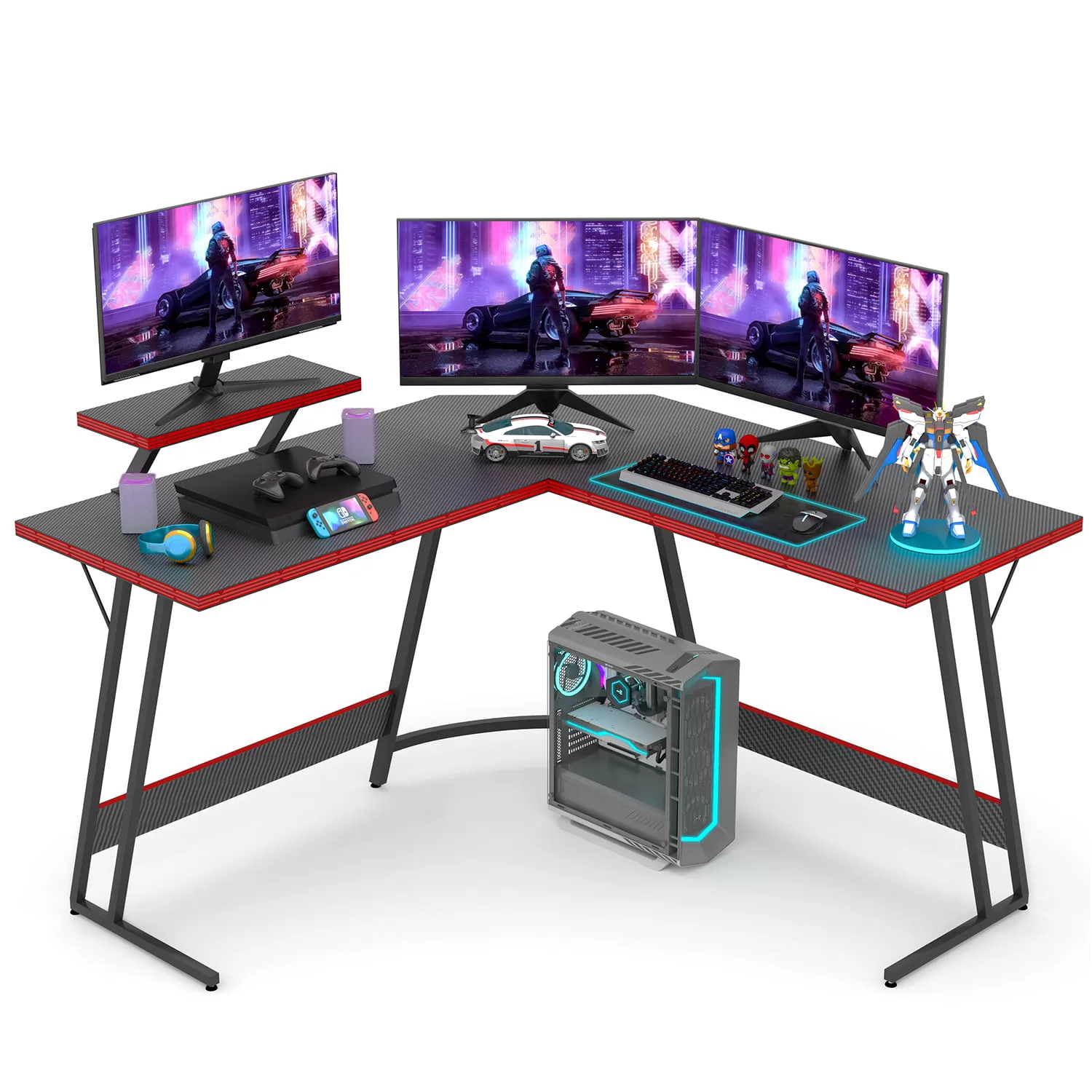 Vineego 51 Inch L-Shaped Gaming Desk Computer Corner Desk PC Gaming ...