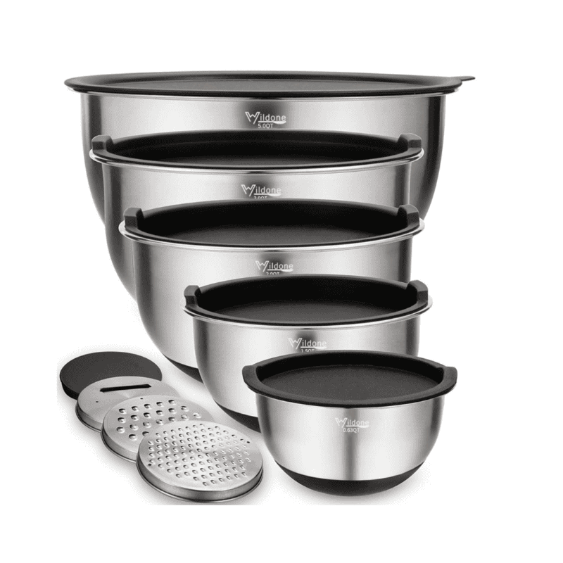 Wildone Mixing Bowls Set of 5, Stainless Steel Nesting Bowls with ...