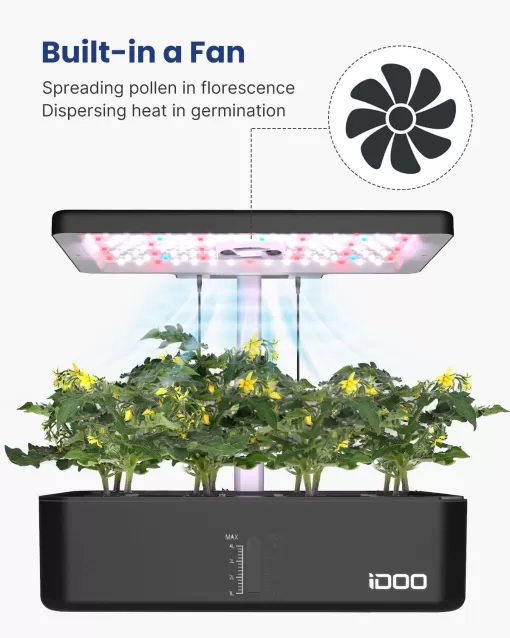 iDOO Hydroponics Growing System, 12pods Indoor Garden Plant Germination ...