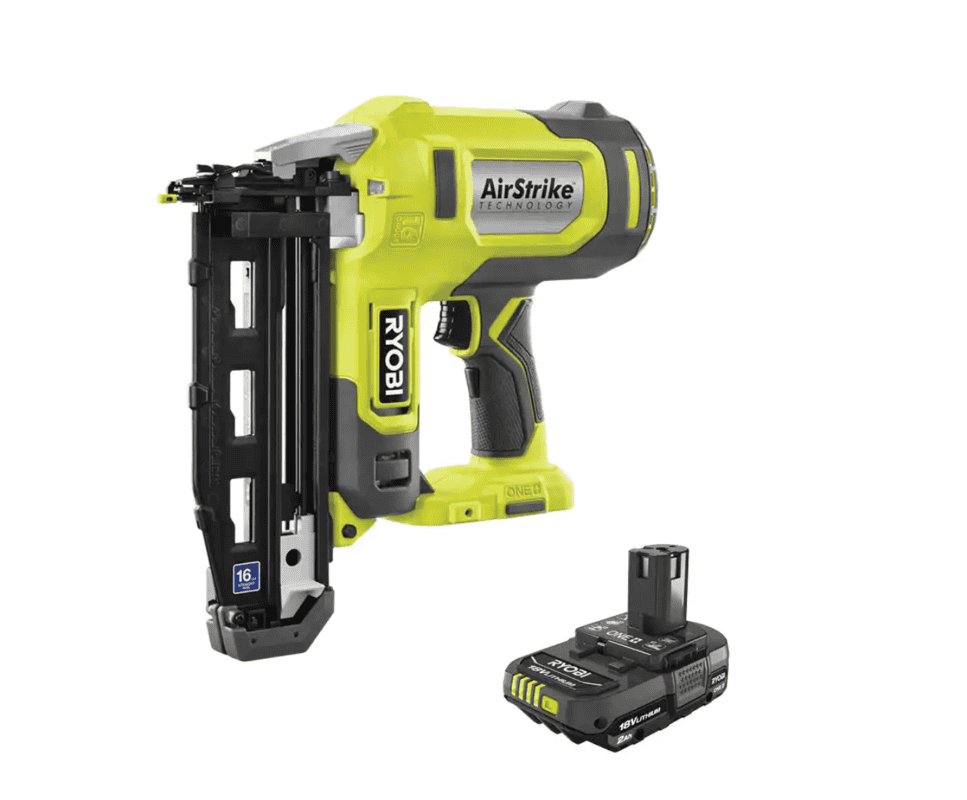 RYOBI P326-PBP006 ONE+ 18V 16-Gauge Cordless AirStrike Finish Nailer ...
