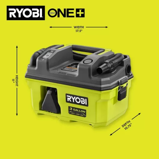 RYOBI PCL734B ONE+ 18V LINK Cordless 3 Gal. Wet/Dry Vacuum (Tool Only ...