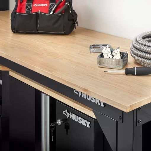 Husky G7200S1-US Ready-To-Assemble 6 ft. Solid Wood Top Workbench in ...