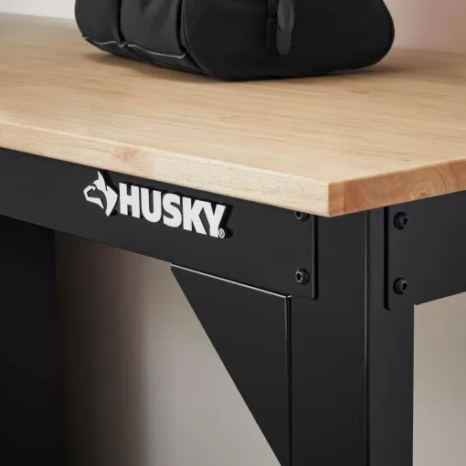 Husky G7200S1-US Ready-To-Assemble 6 ft. Solid Wood Top Workbench in ...