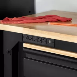Husky HTC1000004 6 ft. Adjustable Height Solid Wood Top Workbench in ...