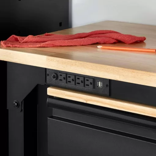 Husky HTC1000004 6 ft. Adjustable Height Solid Wood Top Workbench in ...