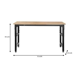 Husky HTC1000004 6 ft. Adjustable Height Solid Wood Top Workbench in ...