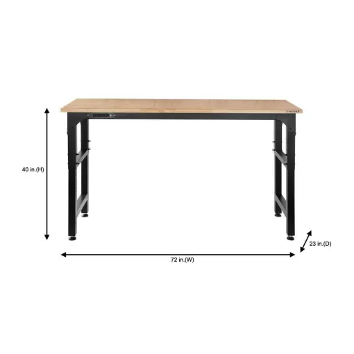 Husky HTC1000004 6 ft. Adjustable Height Solid Wood Top Workbench in ...
