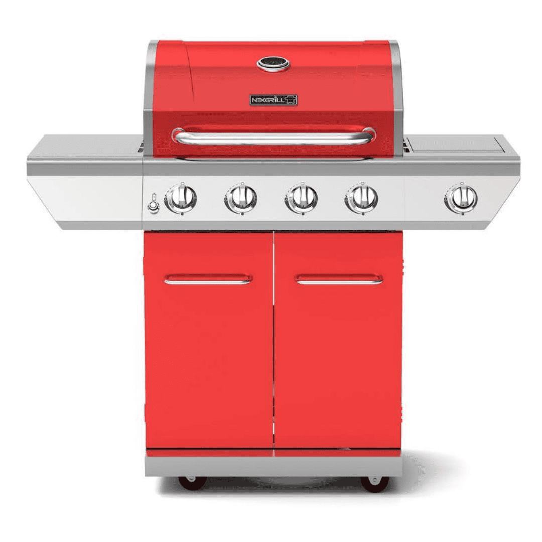 Nexgrill 720-0830HR 4-Burner Propane Gas Grill in Red with Side Burner ...