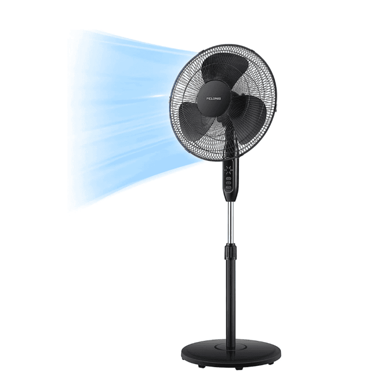 PELONIS 16'' Pedestal Remote Control, Oscillating Stand Up Fan 7-Hour ...