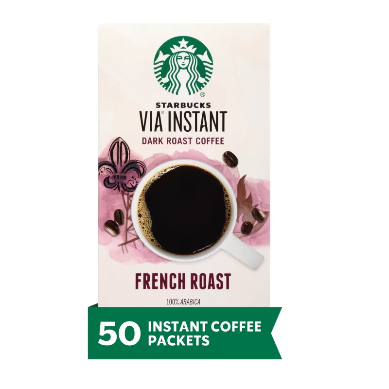 Starbucks VIA Instant Coffee Dark Roast Packets — French Roast — 1 box ...