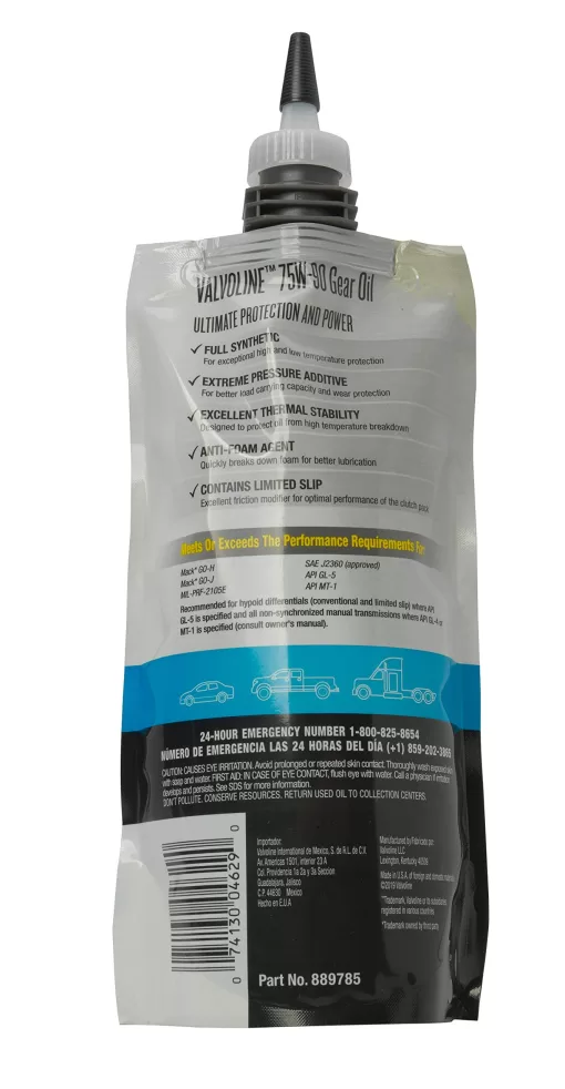 Valvoline Flexfill SAE 75W-90 Full Synthetic Gear Oil 1 QT, Case of 4 ...