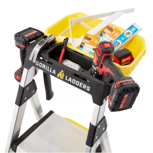 Gorilla Ladders 5.5 ft. Aluminum Dual Platform Heavy-Duty Ladder, 300 ...