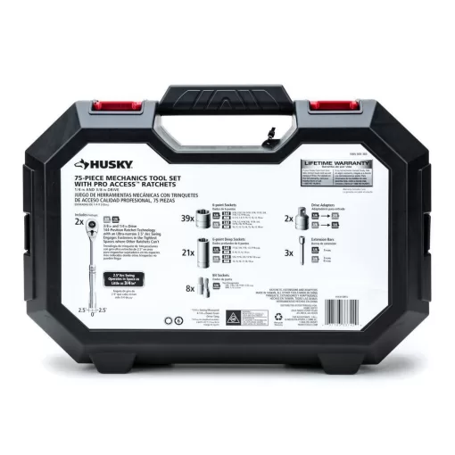 Husky 144-Position 1/4 in. and 3/8 in. Drive Mechanics Tool Set (75 ...