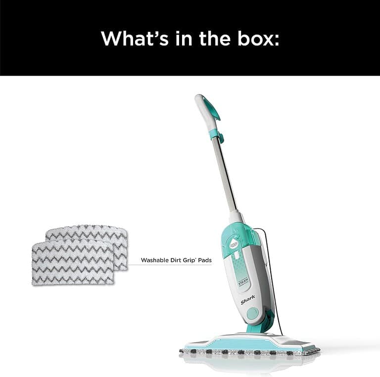 Shark S1000 Steam Mop with 2 Dirt Grip Pads, Lightweight, White/Seafoam ...