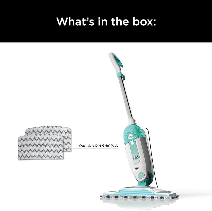 Shark S1000 Steam Mop with 2 Dirt Grip Pads, Lightweight, White/Seafoam ...