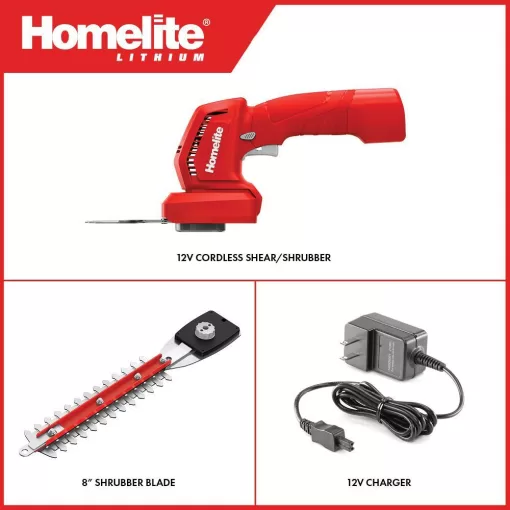 Homelite HOMHT10 12V Lithium Cordless Battery Grass Shear and Shrubber ...