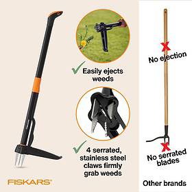 Fiskars 4-Claw Stand Up Weeder - Gardening Hand Weeding Tool with 39 ...