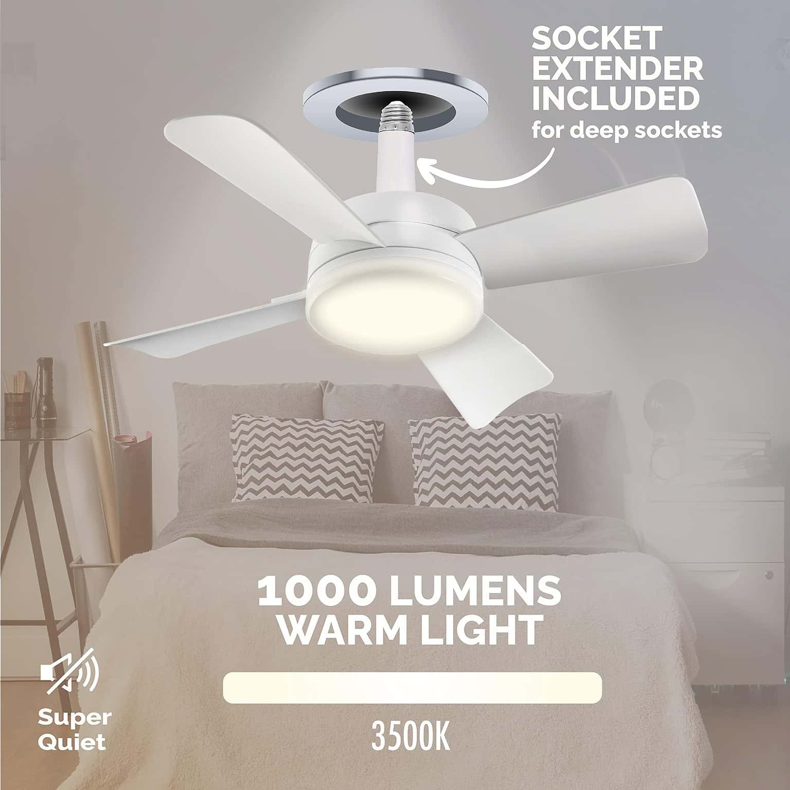 Bell+Howell Socket Fan Light Original – Warm Light Ceiling Fans with ...
