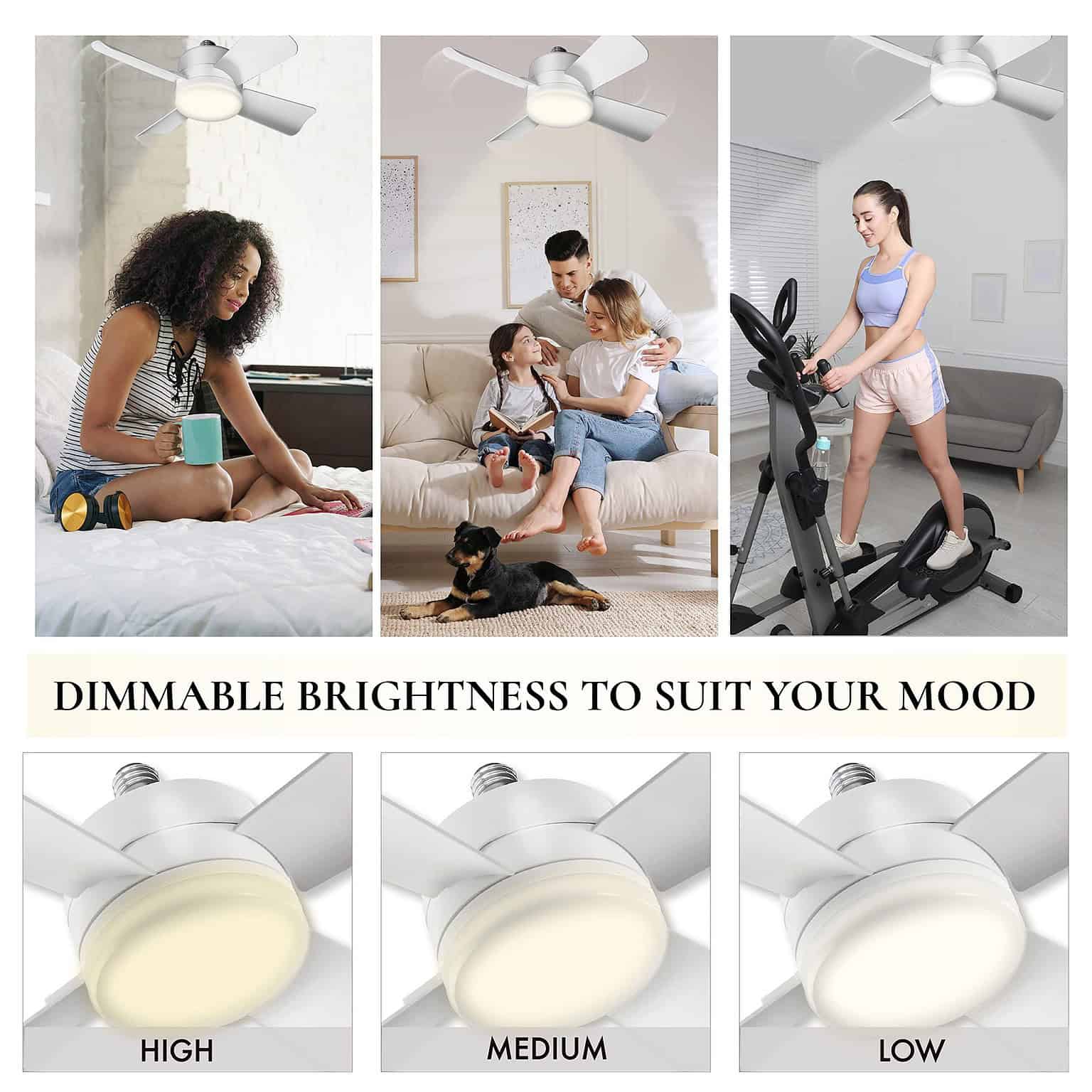 Bell+Howell Socket Fan Light Original – Warm Light Ceiling Fans with ...