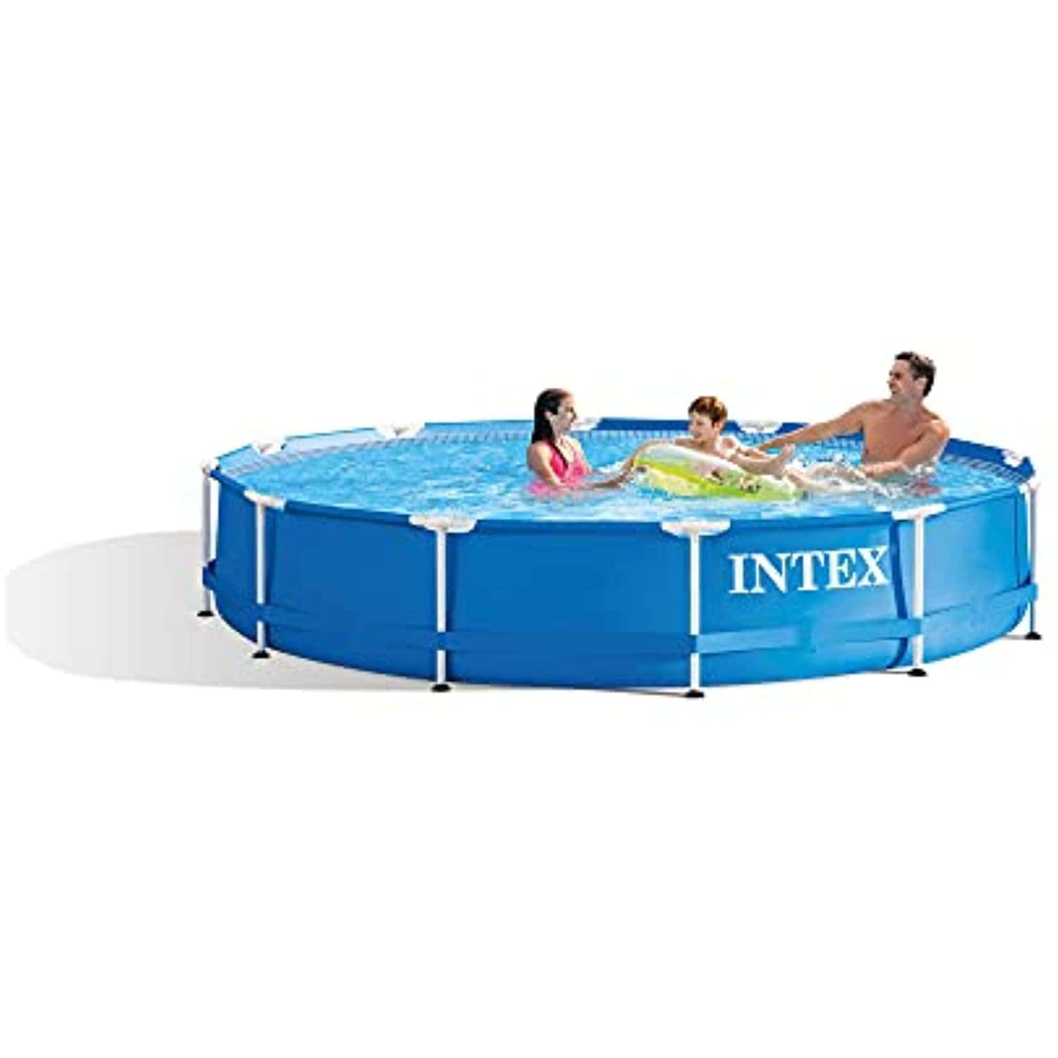 Intex 12 Ft x 30 Inches Metal Frame Set Above Ground Swimming Pool with ...