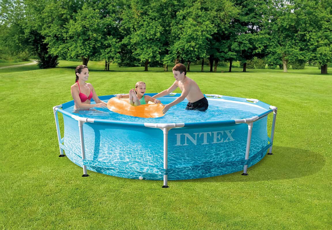 Intex 10' X 30" Beachside Metal Frame Swimming Pool with GFCI 330 GPH ...
