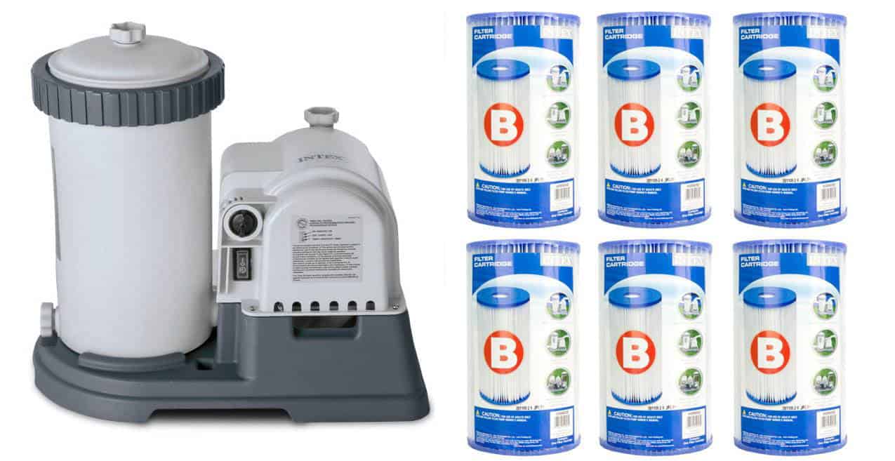 Intex 2500 GPH Krystal Clear Pool Filter Pump w/ GCFI & 6 Type B ...