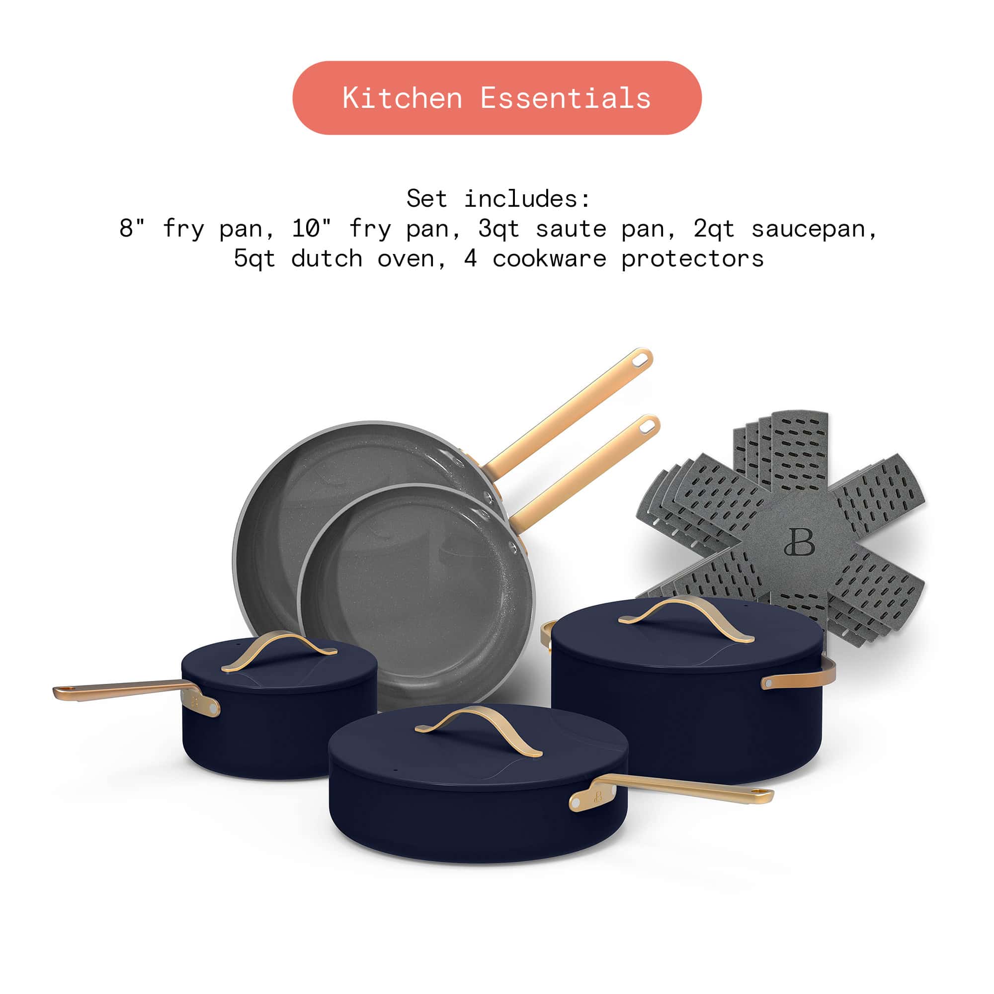 Beautiful 12pc Ceramic Non-Stick Cookware Set, Starry Night by Drew ...
