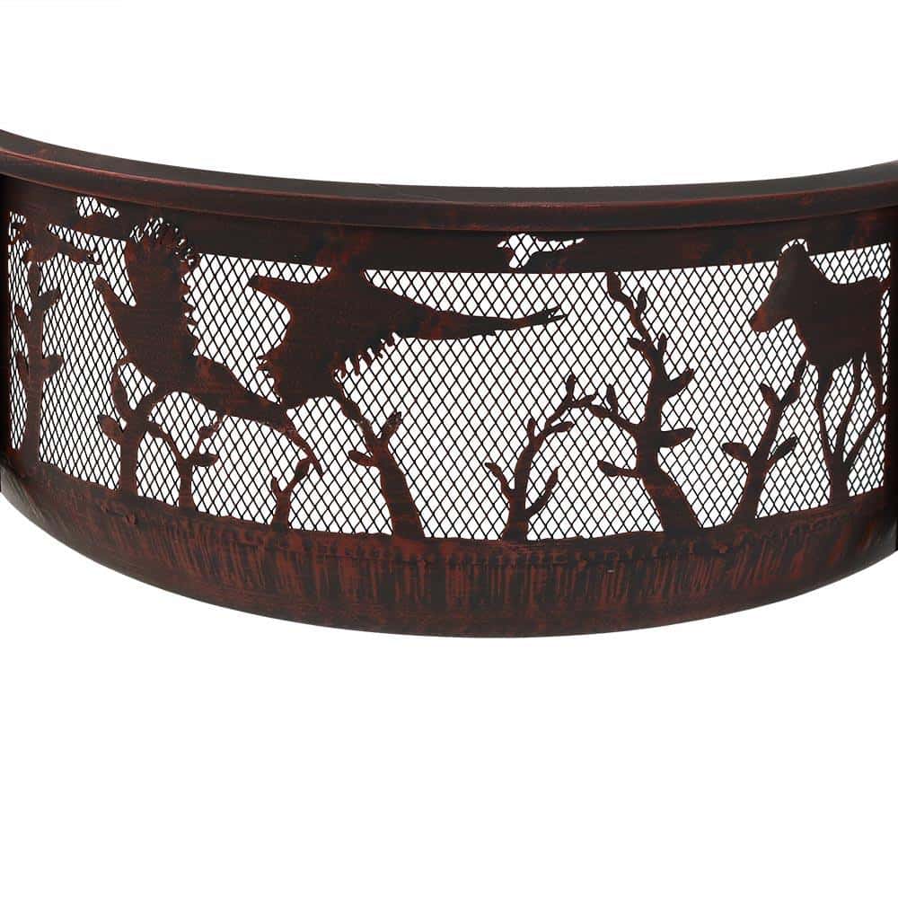 Sunnydaze Decor 34-in W Bronze Steel Wood-Burning Fire Pit ...