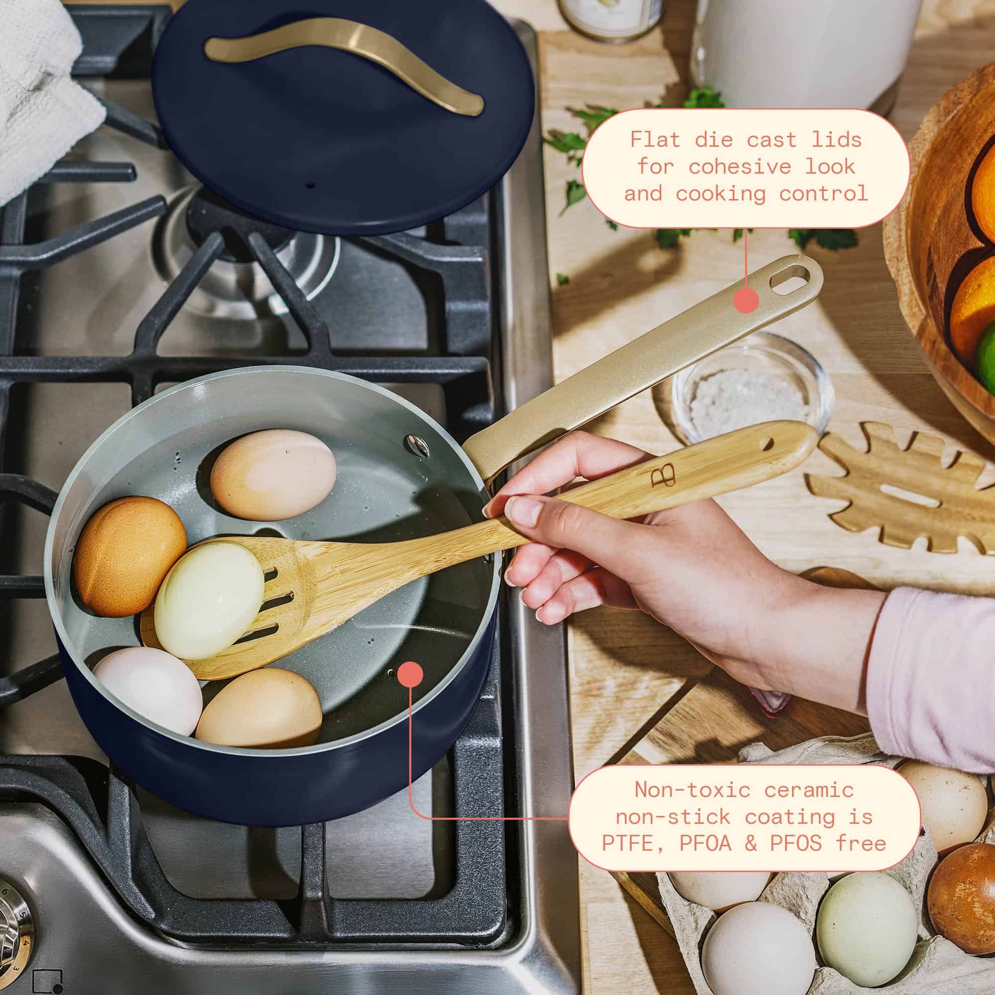 Beautiful 12pc Ceramic Non-Stick Cookware Set, Starry Night by Drew ...
