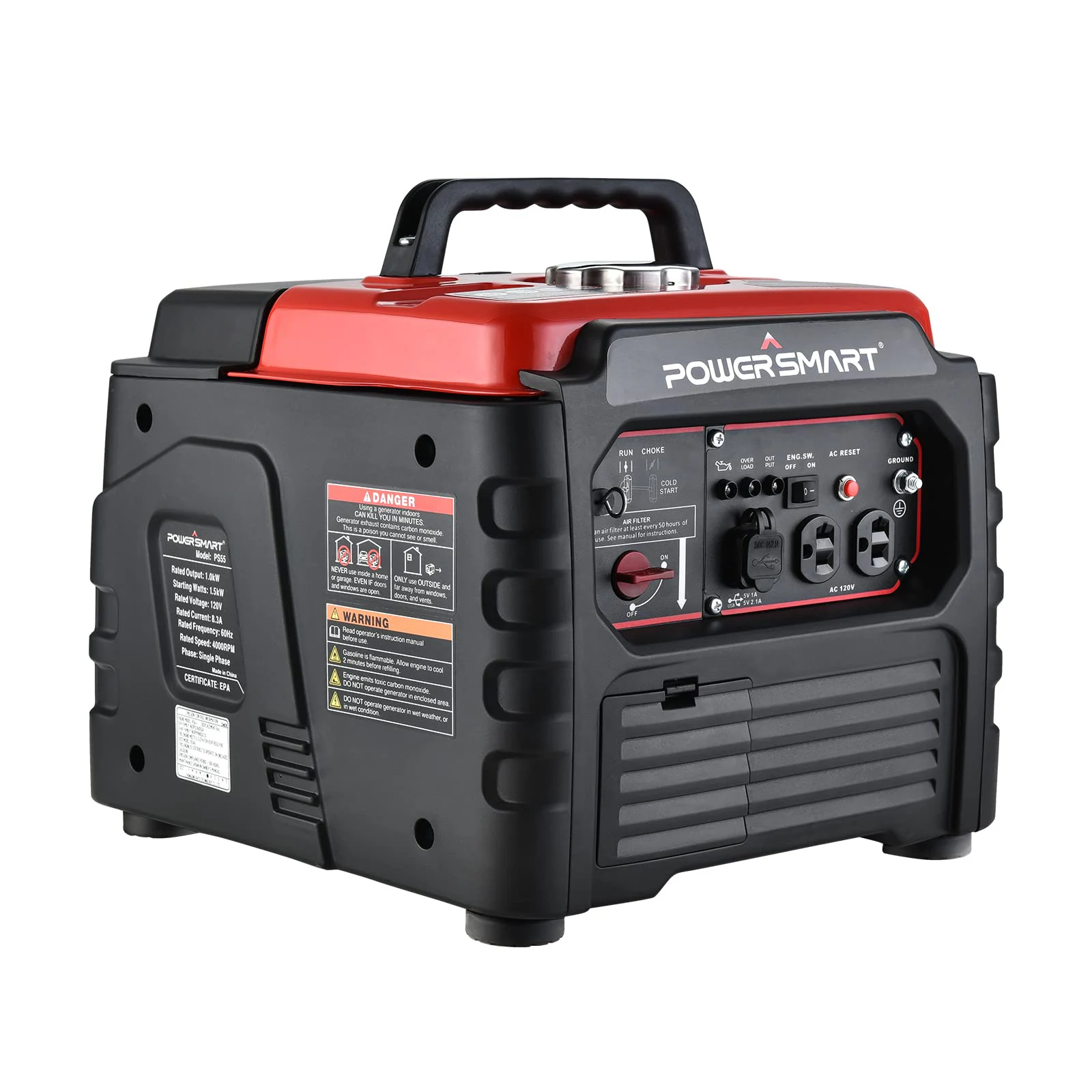 PowerSmart 1000-Watt Single Fuel (Gasoline) Portable Generator ...