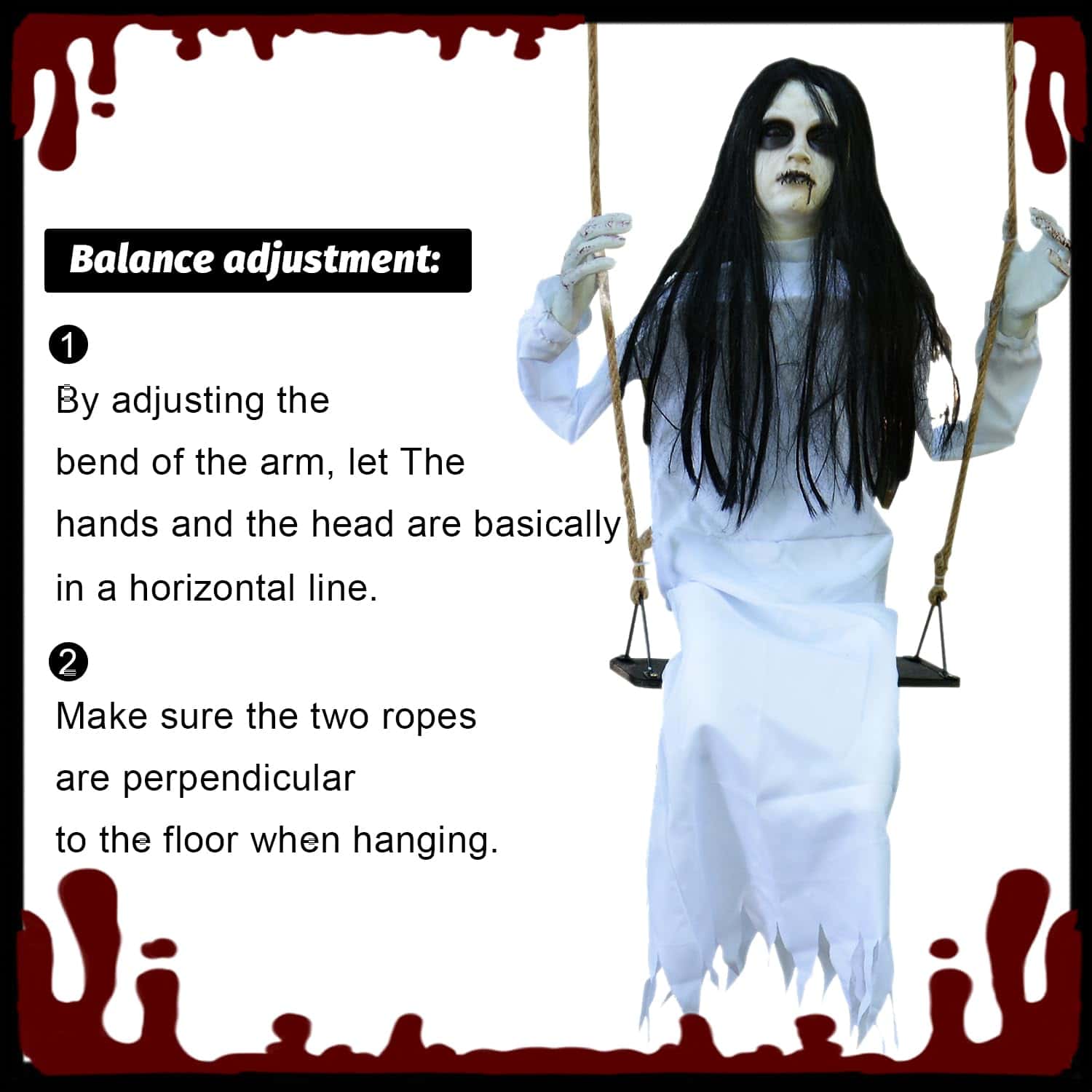 Halloween Decorations Props Hanging Swinging Girl with Creepy ...