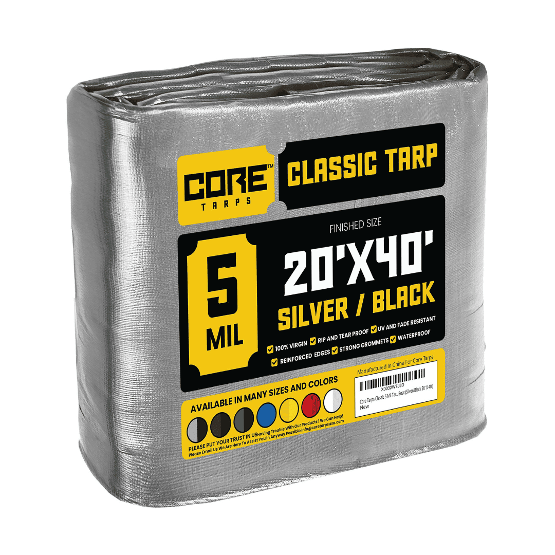 Core Tarps 20-ft x 40-ft Silver Waterproof Commercial Polyethylene 5 ...