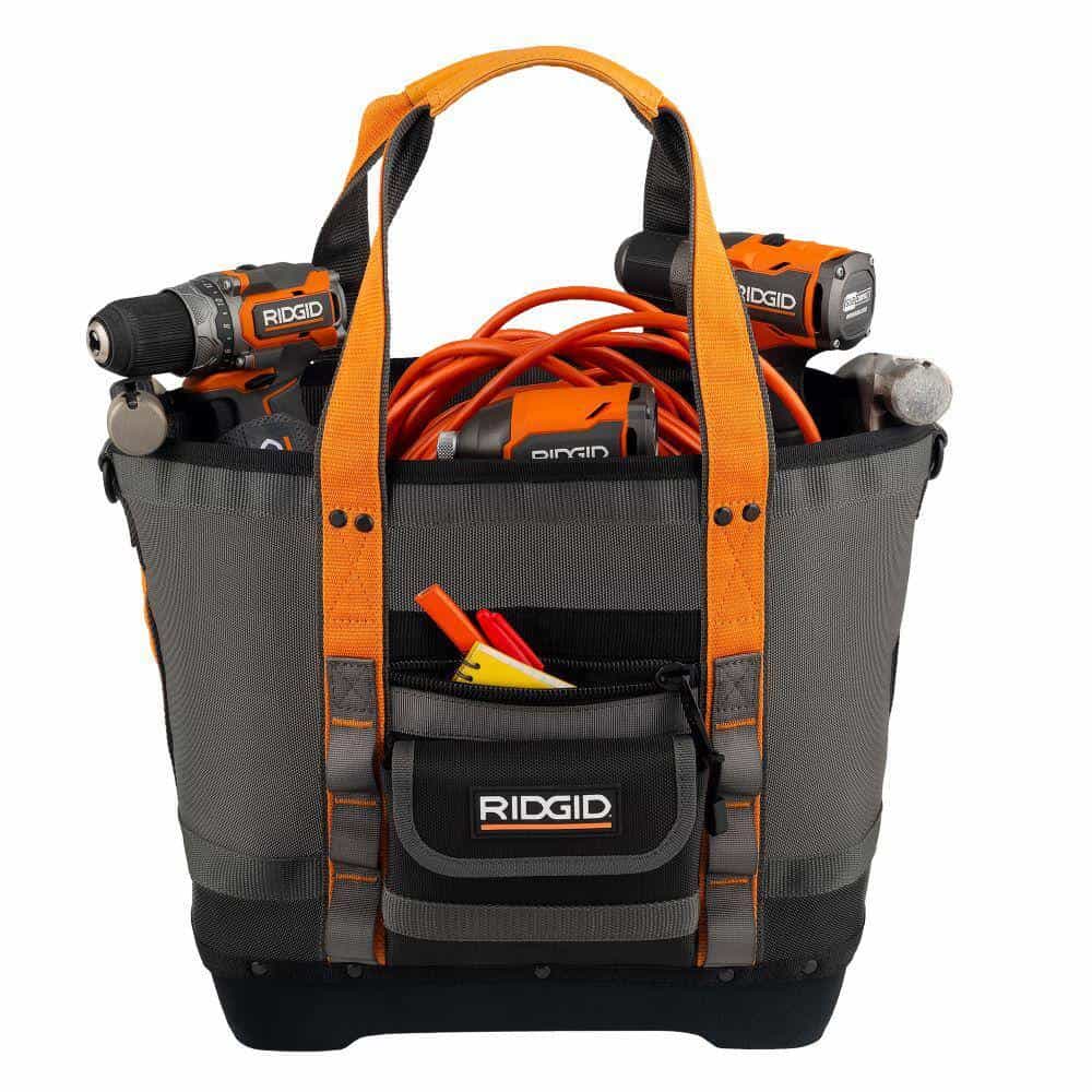 RIDGID 14 in. 5 Pocket Professional Grade Open Tool Tote - MartDiscover.com