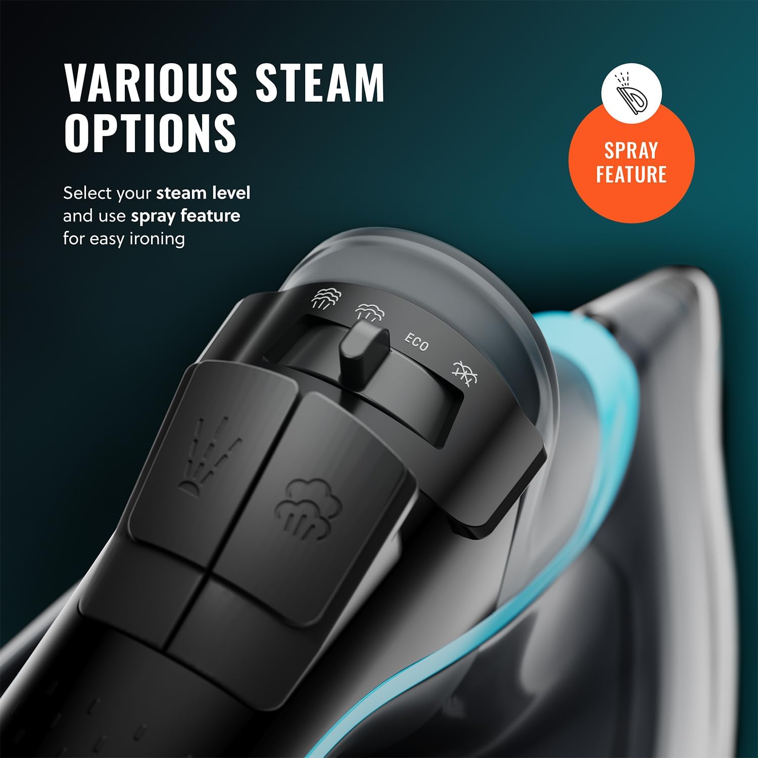 PurSteam SteamBurst+ 1750W Steam Iron, Ceramic Soleplate, Adjustable ...