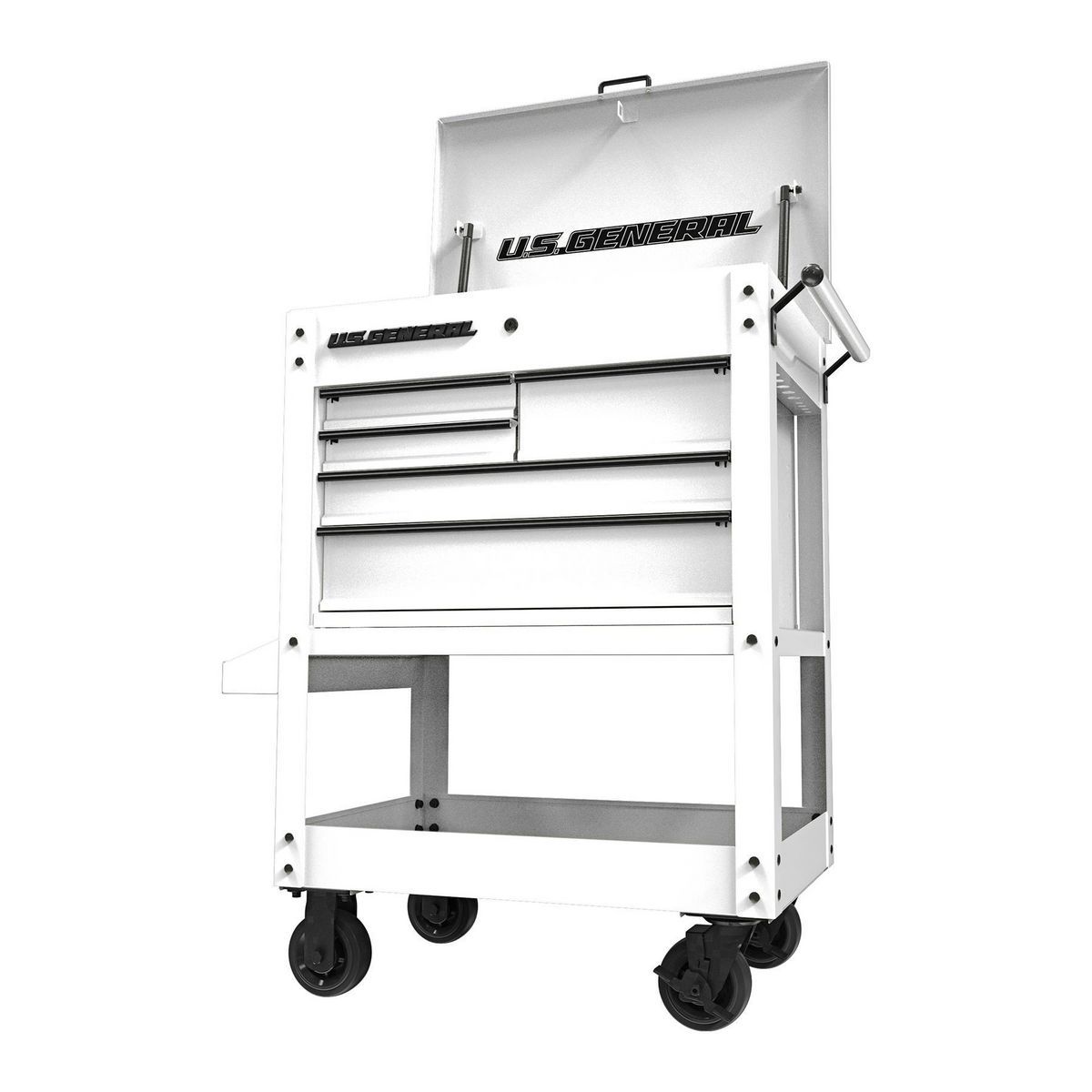 U.S. GENERAL 30 in., 5-Drawer Mechanics Cart, White - MartDiscover.com