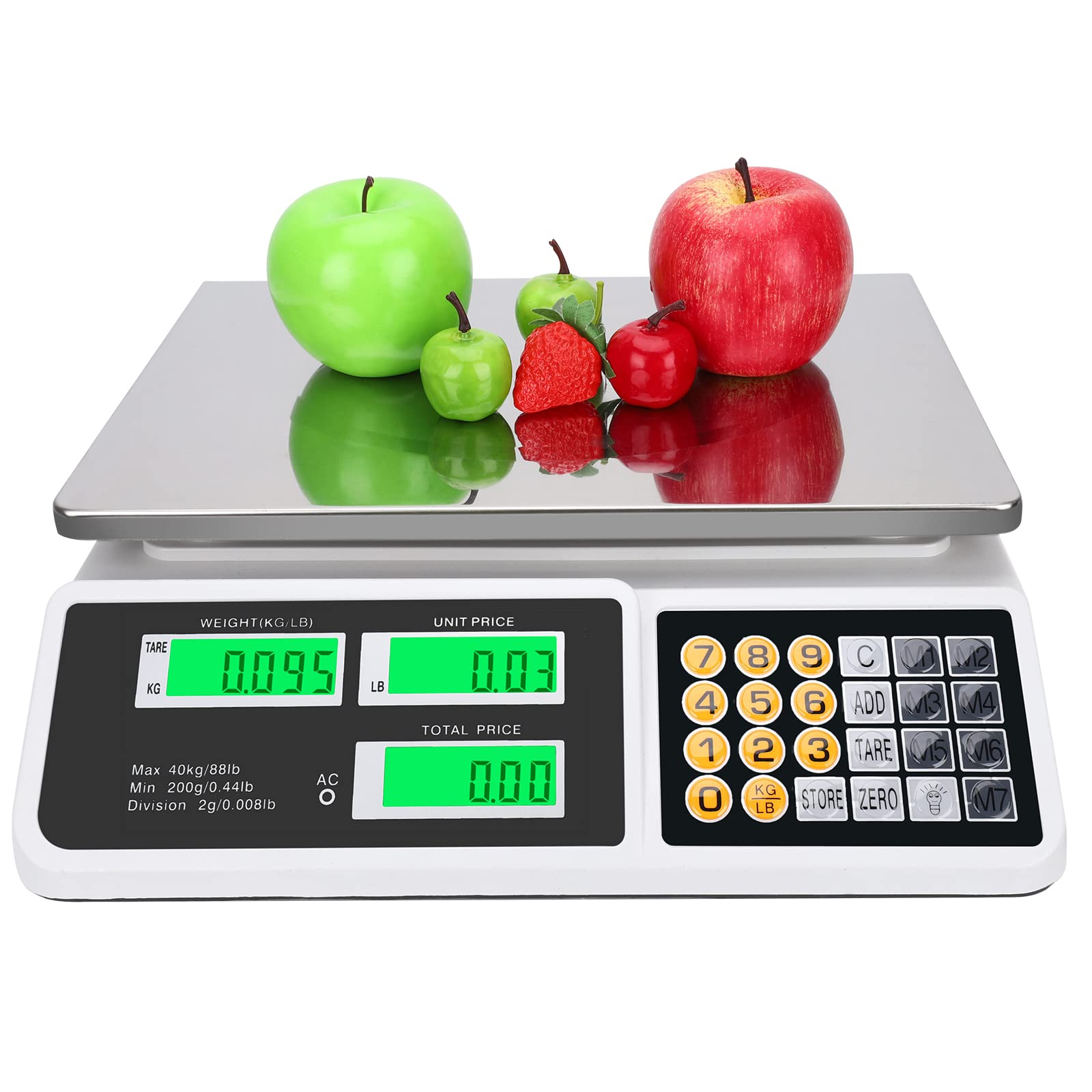YIFOR Digital Commercial Price Scale 88lb/40kg Price Computing Scale ...