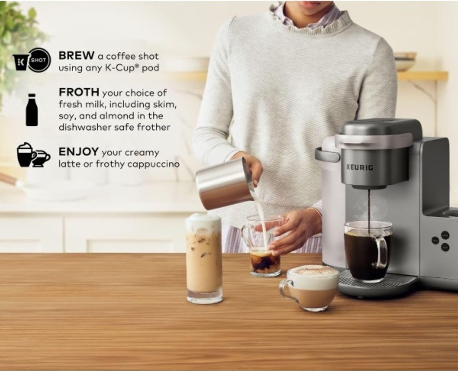 Silver Keurig K-Cafe Single Serve K-Cup Coffee, Latte and Cappuccino ...