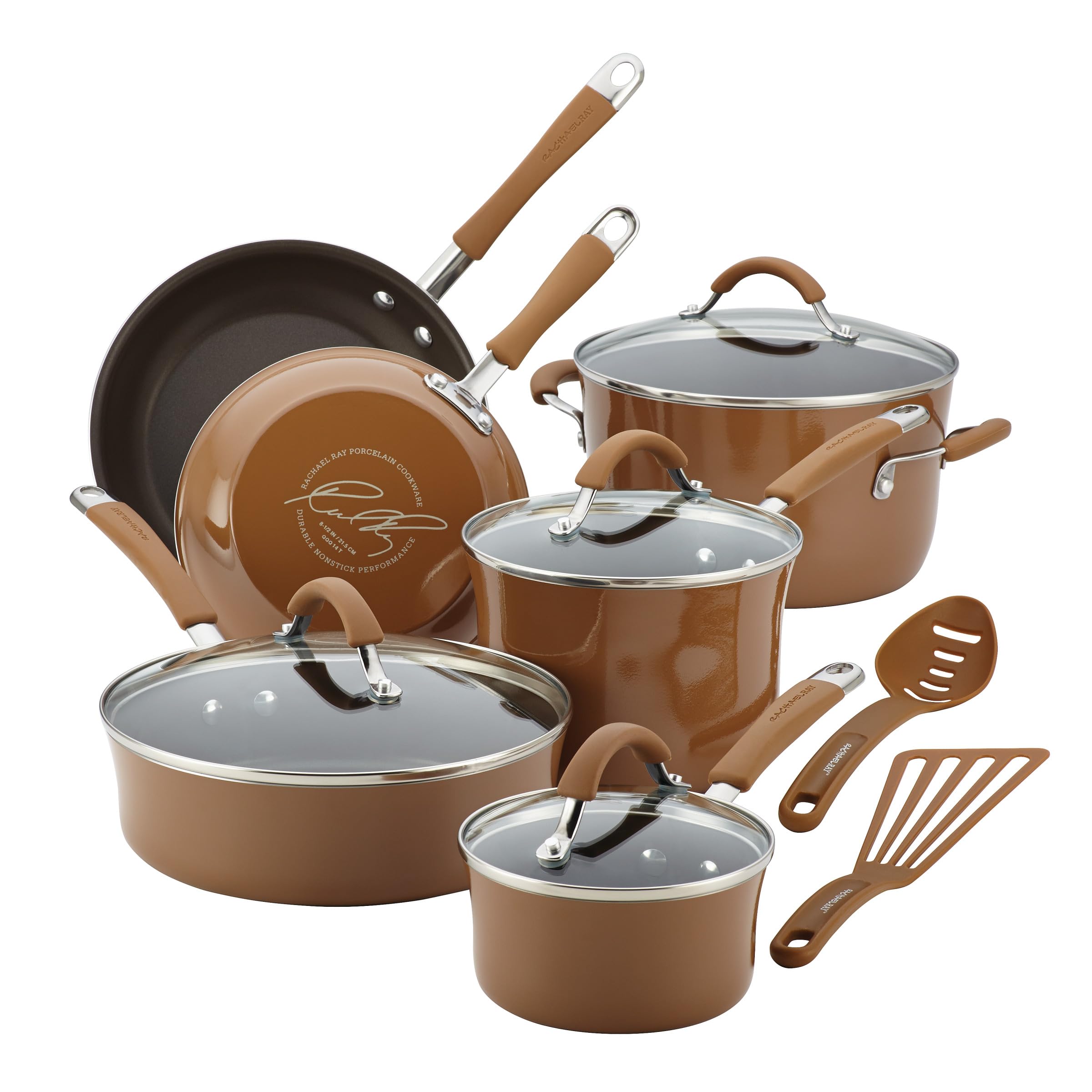 Rachael Ray Cucina Nonstick Cookware Pots and Pans Set, 12 Piece ...