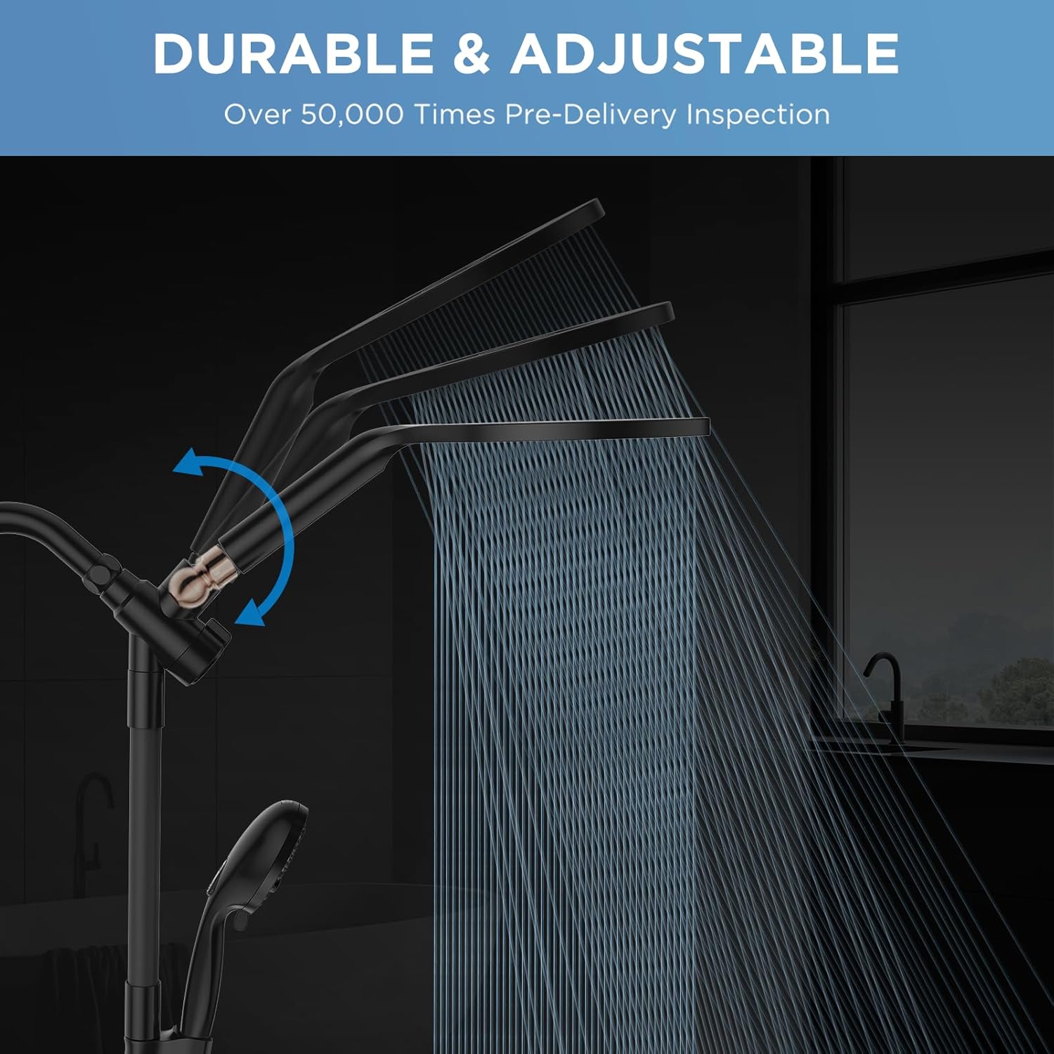 Dual Handheld Shower Head Combo, 2-in-1 Rain Shower Heads System 8 Inch ...