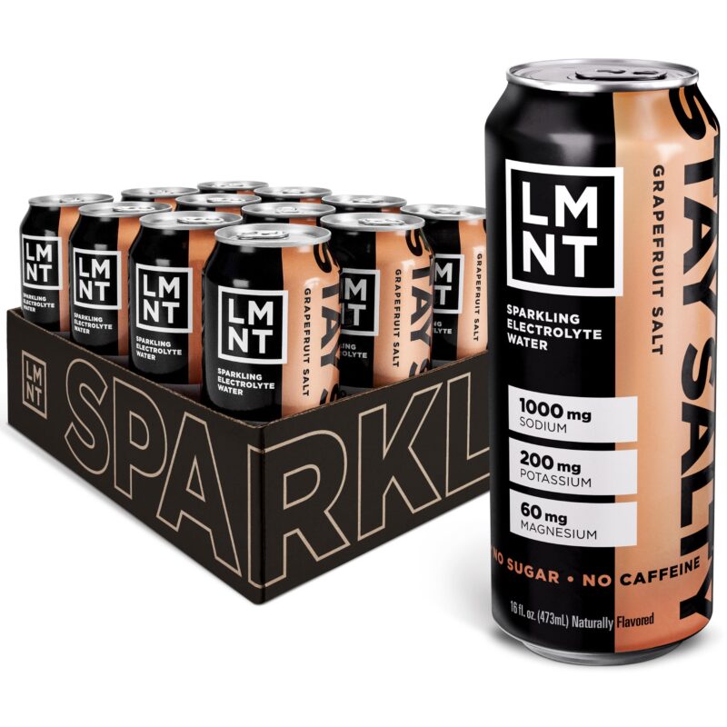LMNT Sparkling Electrolyte Drink - Grapefruit Salt | 12-Count ...